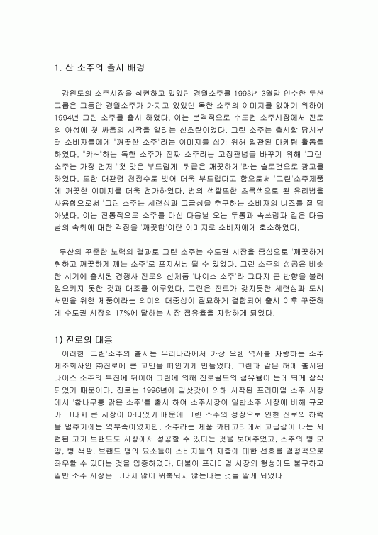 두산 “산(山)“소주 마케팅 전략 분석[레포트]