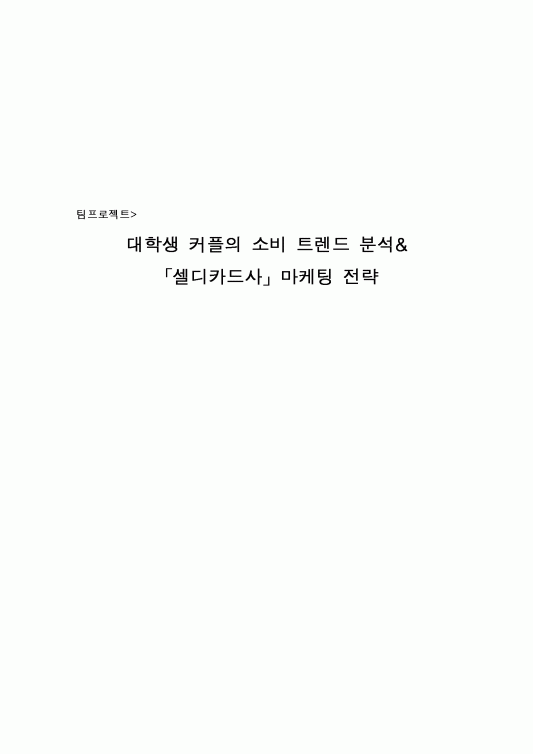 [마케팅원론] 셀디카드사의 마케팅 전략 분석 [레포트]