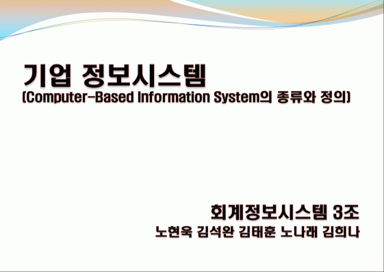 기업정보시스템(Computer Based-Information System의 정의와 종류)