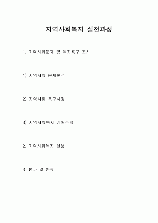 지역사회복지 실천과정 [사회복지]