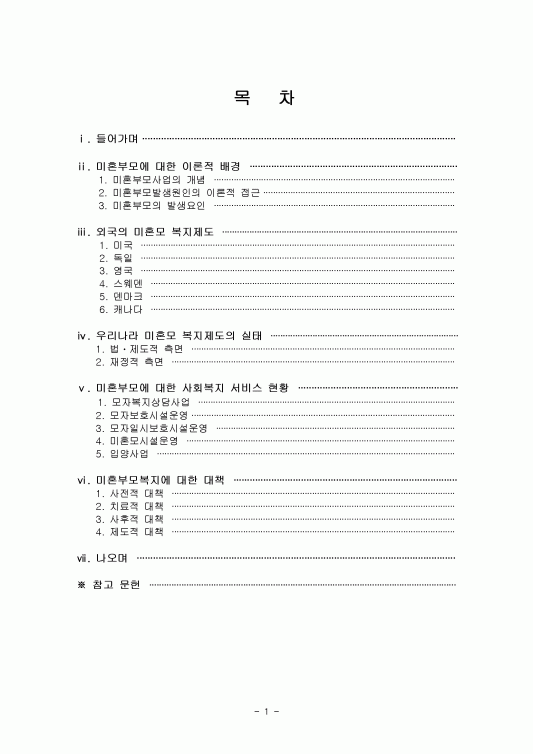 미혼부모복지