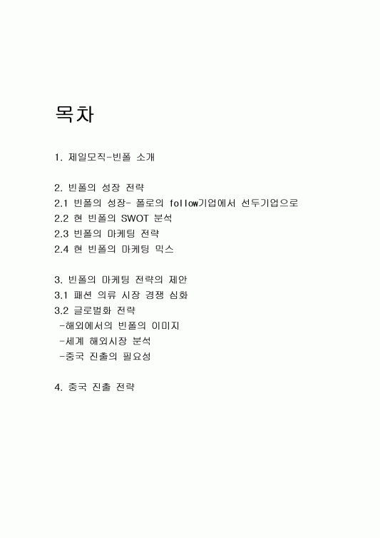 빈폴 마케팅 및 브랜드 분석