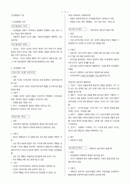 실업계교과서-인간발달 요점정리