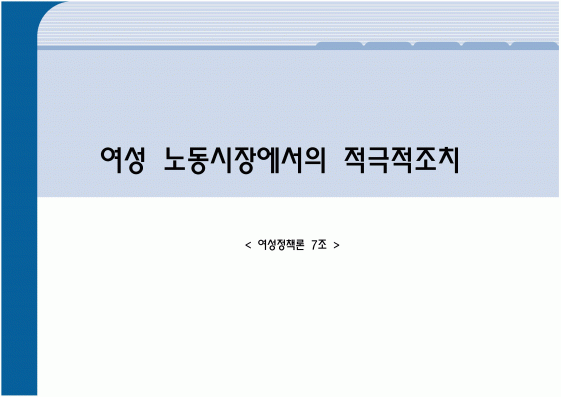 여성 노동시장에서의 적극적조치