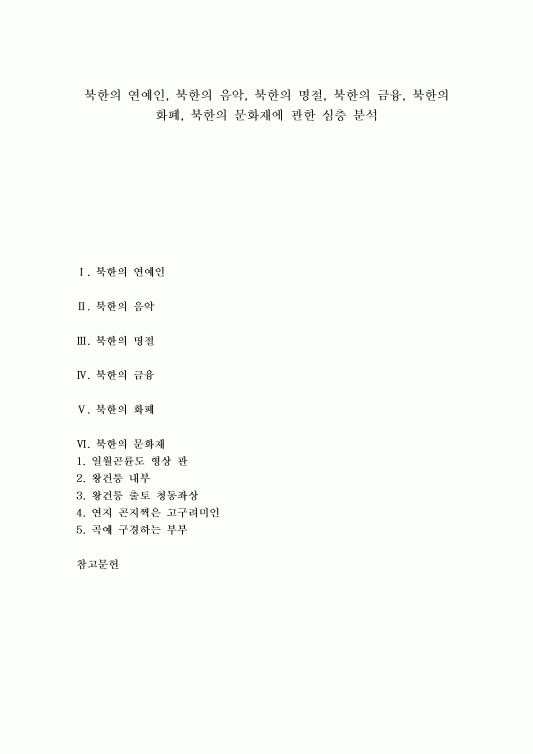 [북한][북한문화][북한연예인][북한음악][북한명절][북한금융][북한화폐][북한문화재][북한문화][북한의 문화]북한의 연예인, 북한의 음악, 북한의 명절, 북한의 금융, 북한의 화폐, 북한의 문화재 분석