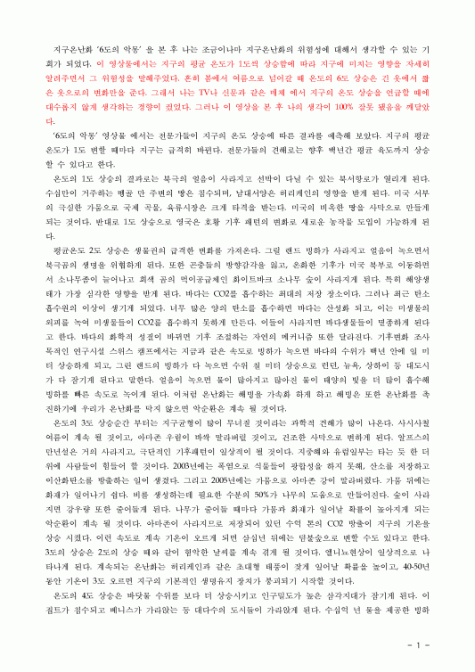 다큐멘터리 6도의 악몽을 보고