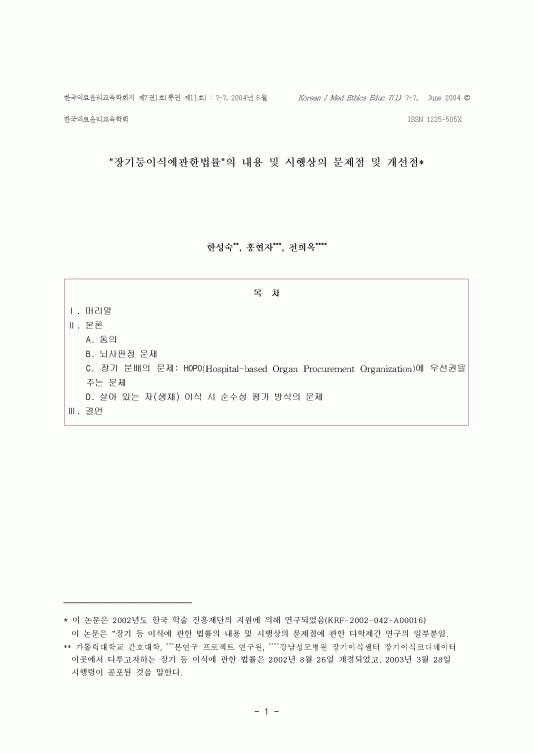 장기이식의 문제점