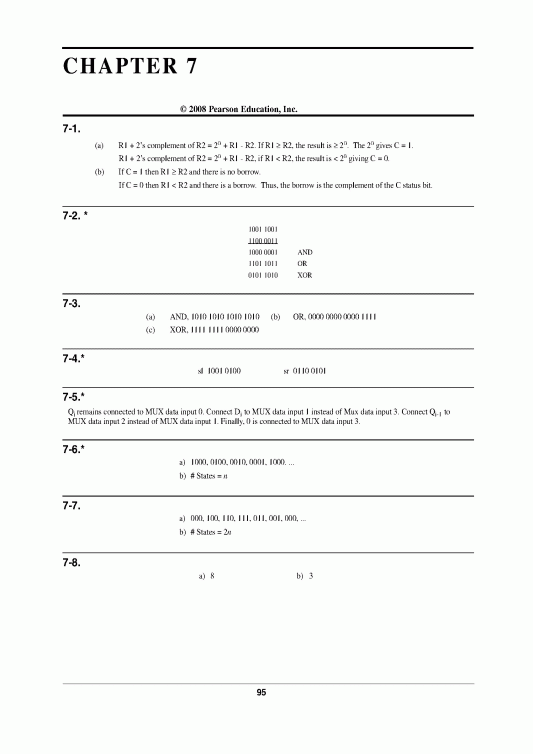 디지털논리와 컴퓨터설계 4판 7장 솔루션 (M.Morris Mano / Charles R.Kime)