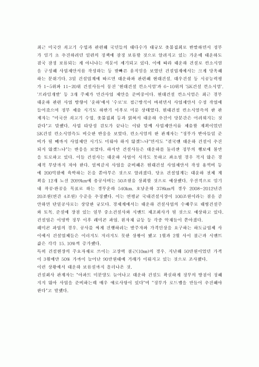 2008년 이슈화 된 신문 기사 경제적 분석