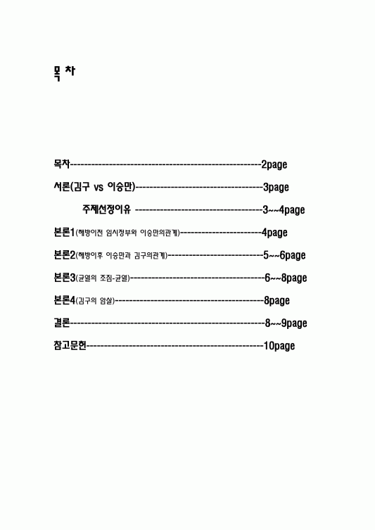 김구 이승만 비교 조사 레포트