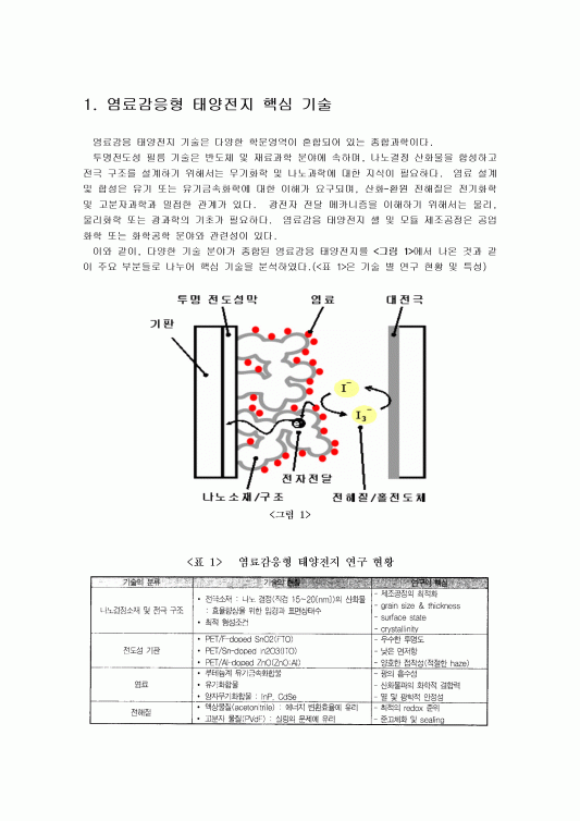 [연료전지] 염료감응형 태양전지 핵심 기술에 대하여