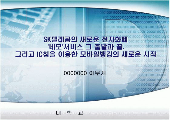SK텔레콤의 새로운 전자화폐 네모서비스 그 출발과 끝. 그리고 IC칩을 이용한 모바일뱅킹의 새로운 시작
