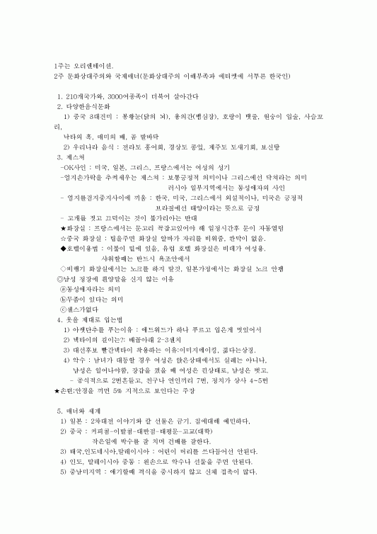 (사이버강의) 현대사회와 국제매너 중간고사 자료