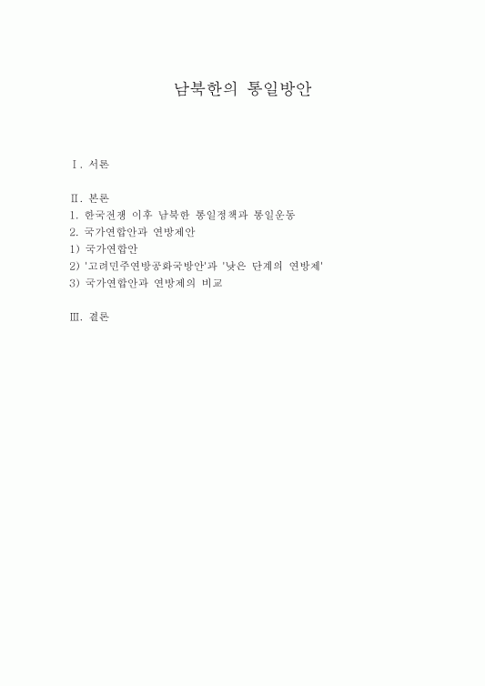 [기타] 남북한의 통일방안