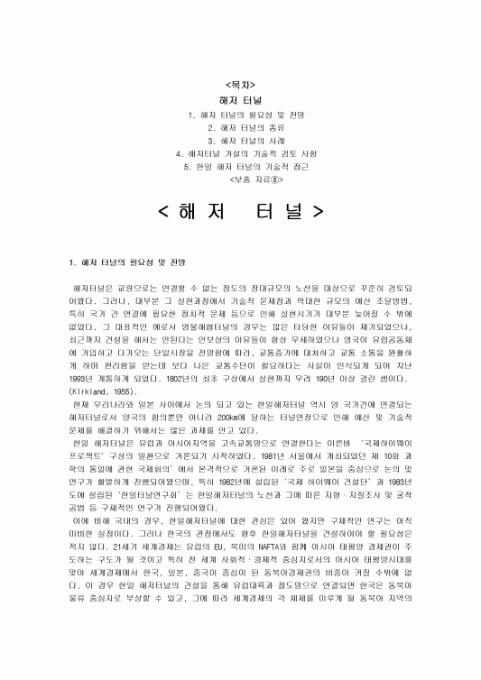 해저 터널에 대하여
