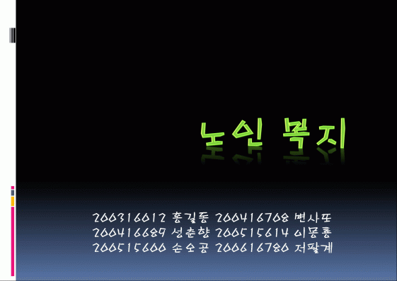 노인복지의 문제점 과 대안