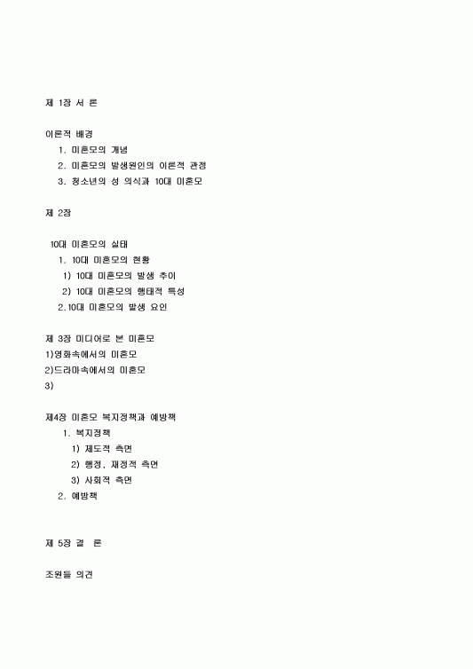 10대 미혼모에 관련하여