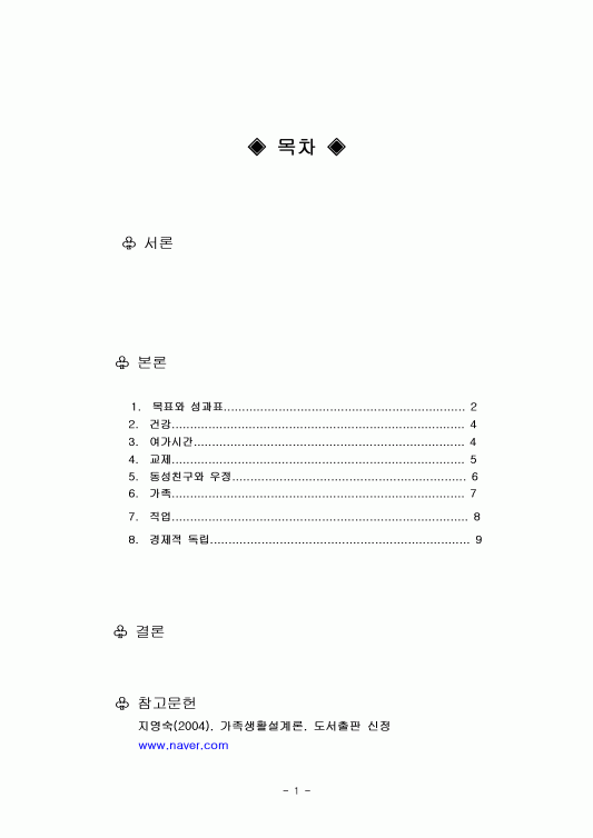 나의 생활설계 내용