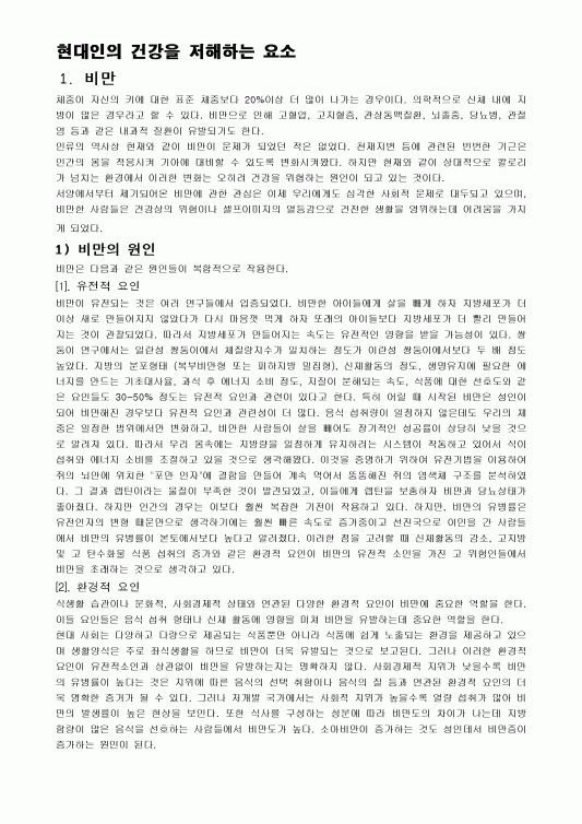 현대인의 건강위험 요소