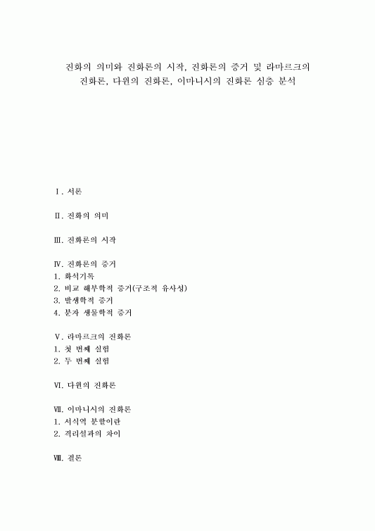 [진화론][진화][진화론 시작][진화론 증거][라마르크 진화론][다윈 진화론][이마니시 진화론]진화의 의미와 진화론의 시작, 진화론의 증거 및 라마르크의 진화론, 다윈의 진화론, 이마니시의 진화론 심층 분석(진화론, 창조론, 진화)