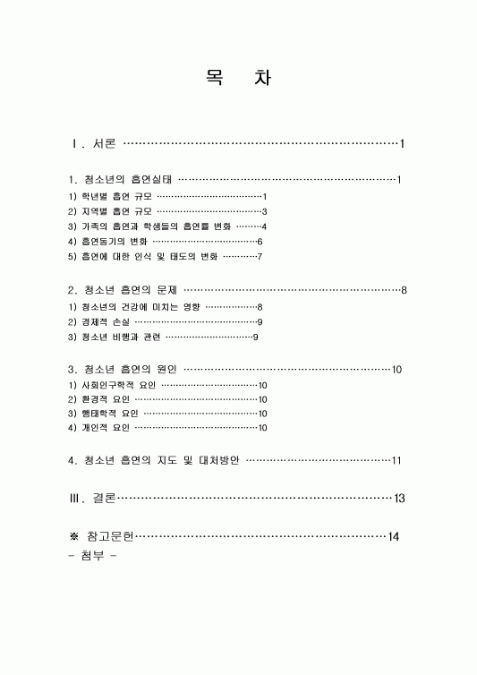 청소년흡연 레포트 자료