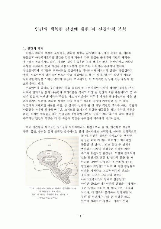 인간의 행복한 감정에 대한 뇌-신경학적 분석