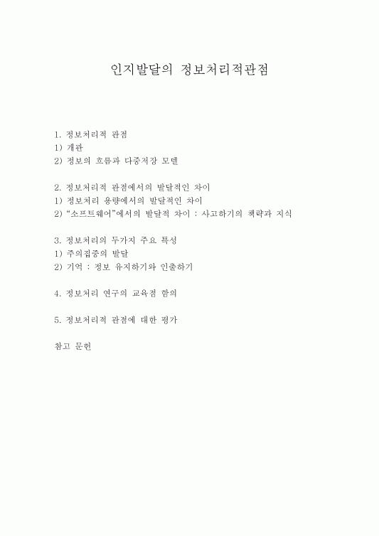 인지발달의 정보처리적관점