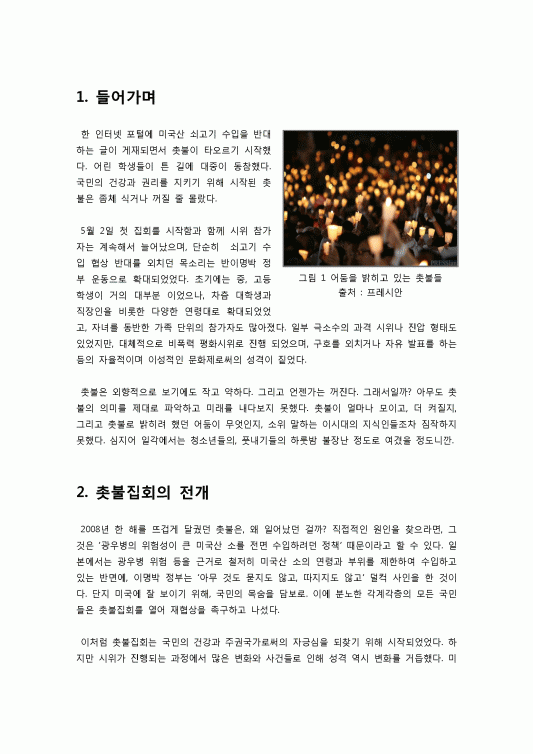 [촛불집회]2008 촛불집회의 의미분석, 촛불집회의 특징과 촛불집회가 함의하고 있는 다양한 발전 가능성(의의), 2008 촛불집회 재조명