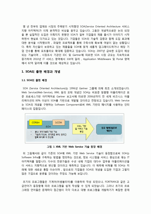 [SOA]soa의 출현 배경과 주요 구성 요소 및 특징 소개, SOA의 최근 동향과 시장 전망 및 발전 방향, SOA(서비스 지향 아키텍처)의 모든 것