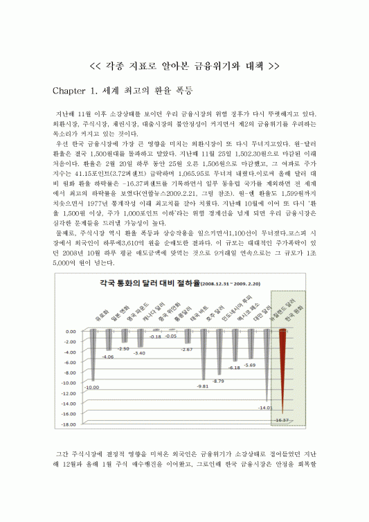 각종 지표로 알아본 금융위기와 대책