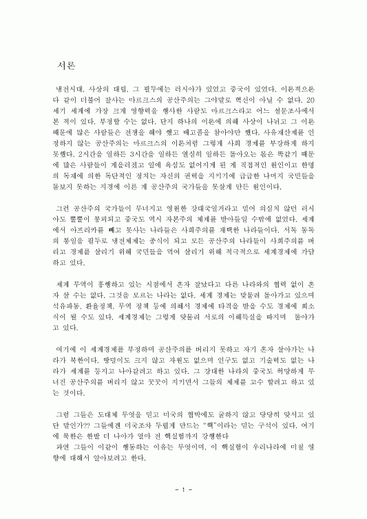 북한 핵개발이 우리나라에 미치는 영향