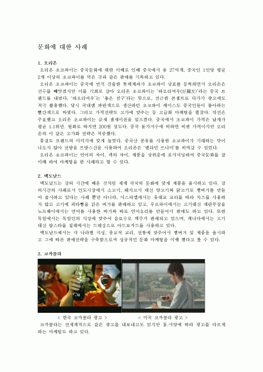 문화에 따른 마케팅 사례