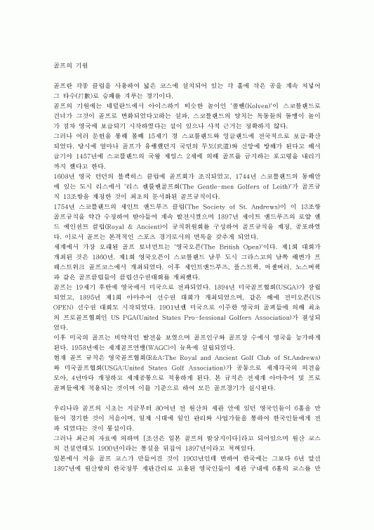 골프의 기원, 경기방식, 용어해설
