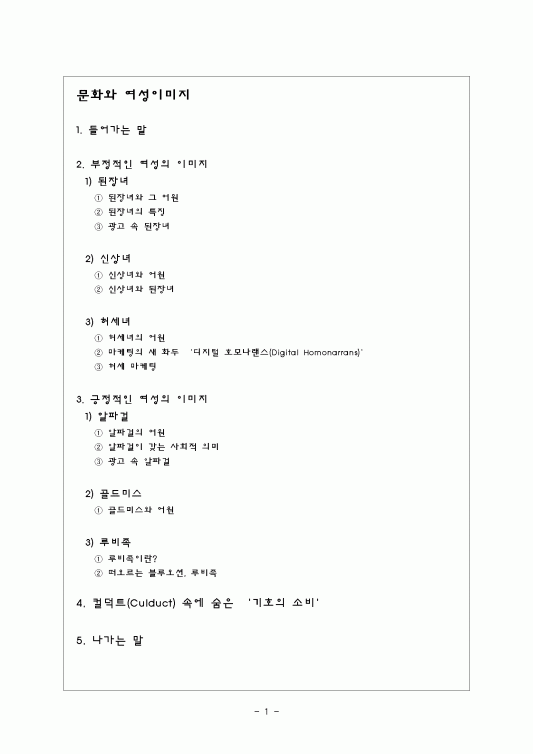 문화와 여성이미지, 된장녀, 알파걸, 골드미스, 허세녀