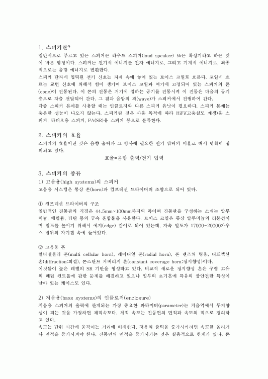 스피커(loud speaker)의 종류 구조와 재료 및 제작과정