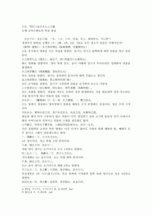 의지서여 問五行金木水火土之義 포락하위부득위장 십이경장부명명의뜻