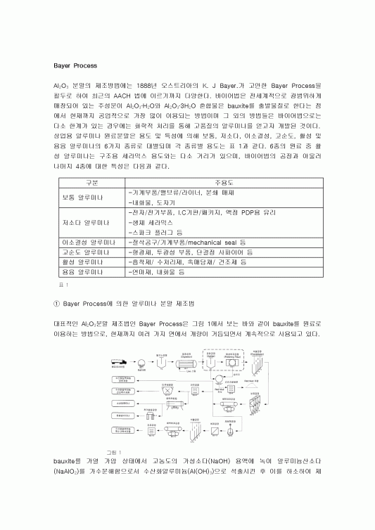 Bayer Process(알루미나 제조방법)에 대하여