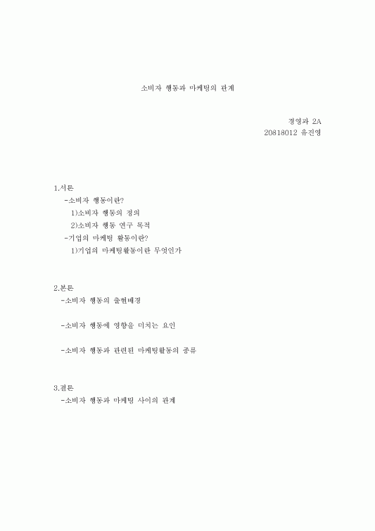 소비자행동과 마케팅의 관계
