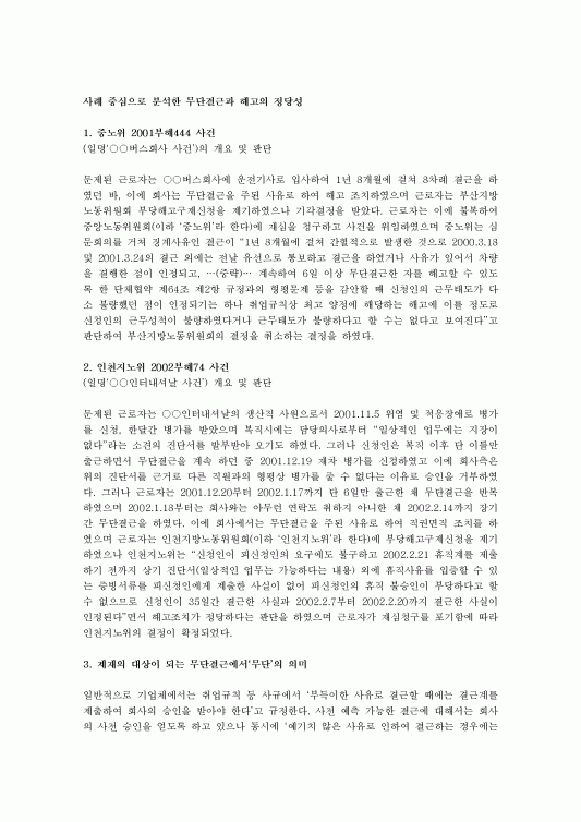 사례 중심으로 분석한 무단결근과 해고의 정당성