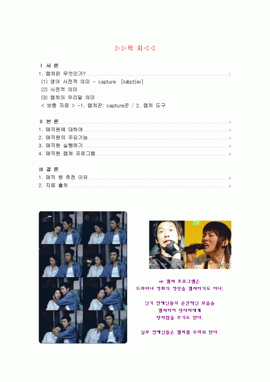 캡쳐프로그램 추천하기(매직원 추천 레포트)