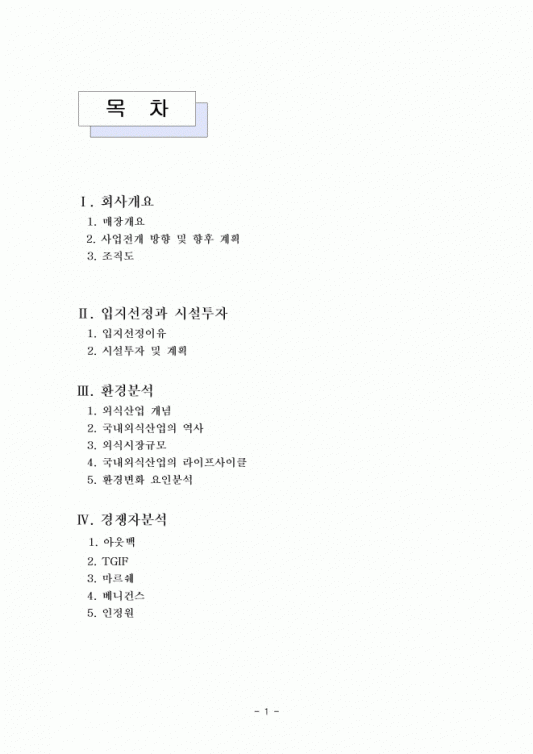 해조류레스토랑 사업계획서