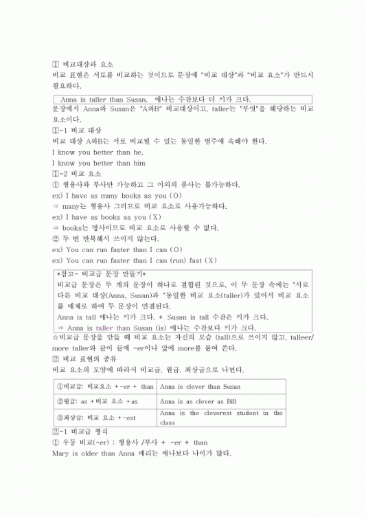 토익문법 비교법 정리