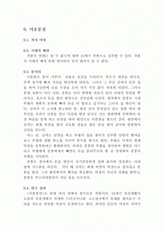 이춘풍전 감상문, 독후감