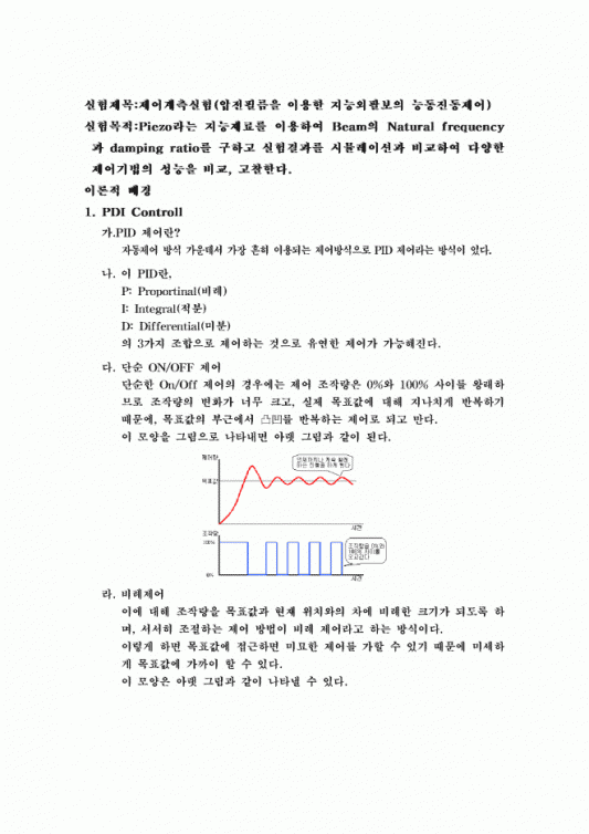 능동제어(제어계측실험) 비교 고찰