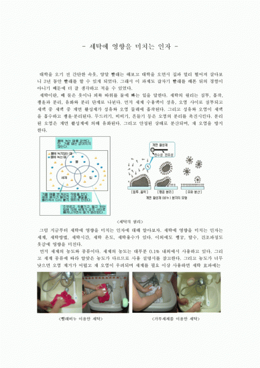 세탁에 영향을 미치는 인자