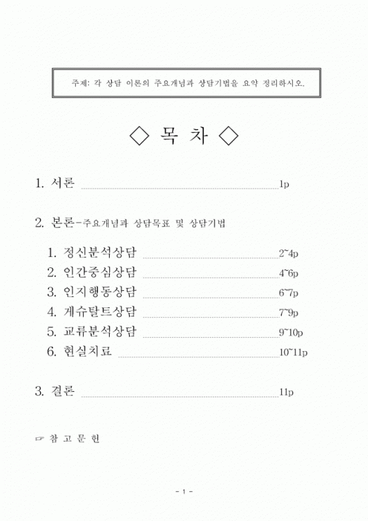 상담이론의 주요개념과 상담기법 정리
