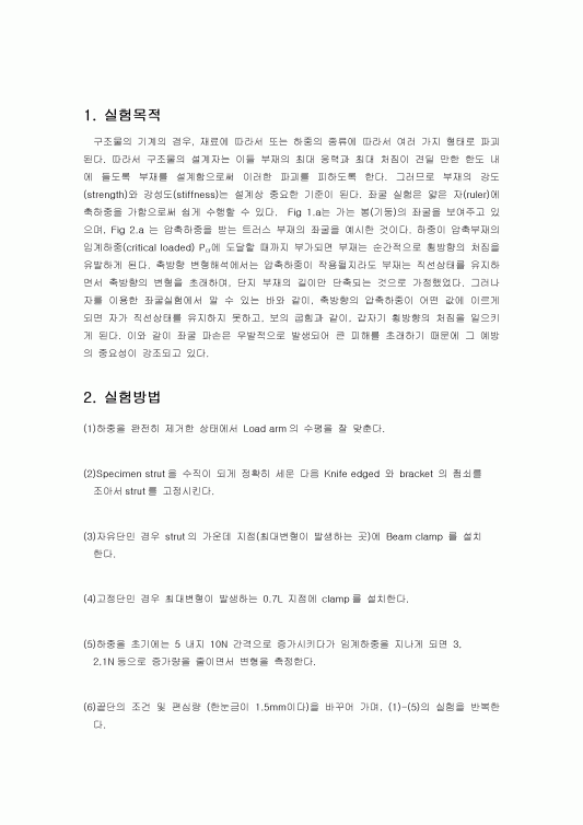 좌굴실험(하단 고정 상단 핀 지지) 결과 분석