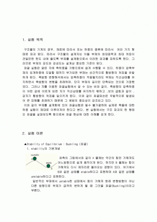 좌굴실험(기계실험) 결과