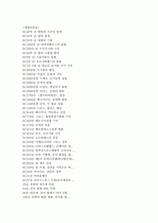 세계사 연표 레포트 자료