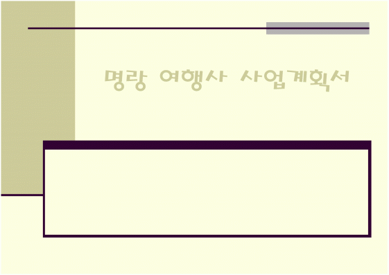 [관광/ 창업계획서] 여행사 사업계획서
